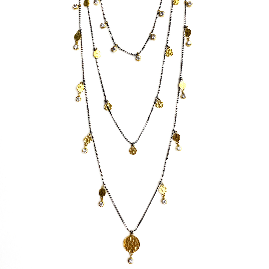 Egio Gold&Black Pullu 3lü Zincir Kolye